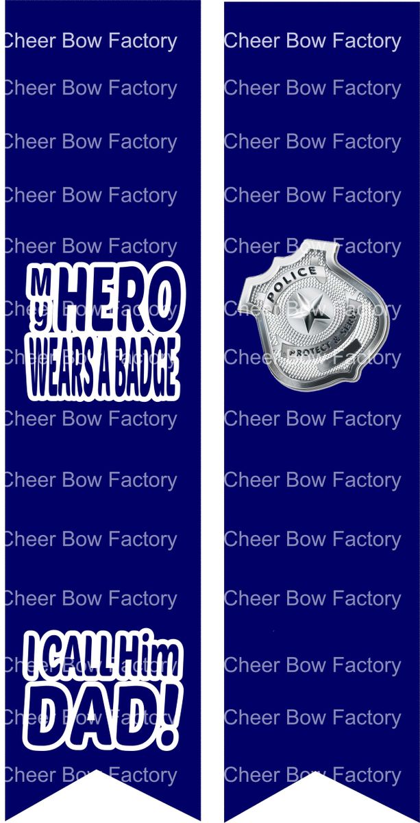 My Hero Wears a Badge Dad Police Cheer Bow Graphic Sheet