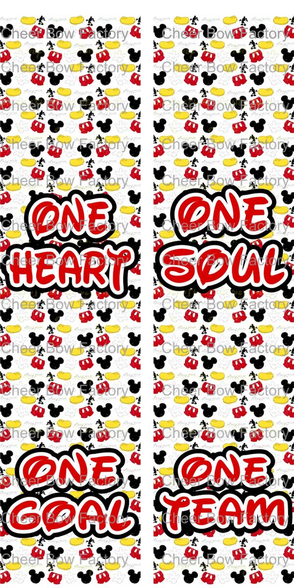 One Heart One Soul One Team One Goal Mickey Cheer Bow Graphic Sheet