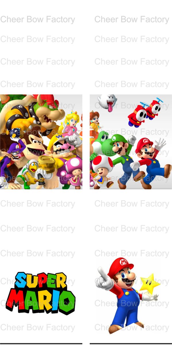 Super Mario Cheer Bow Graphic Sheet