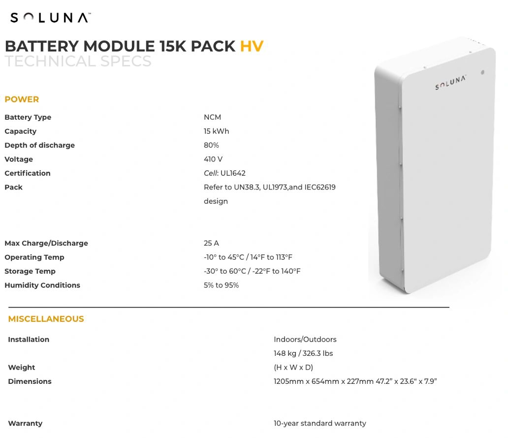 SOLUNA - Energy Storage System-10K Pack
