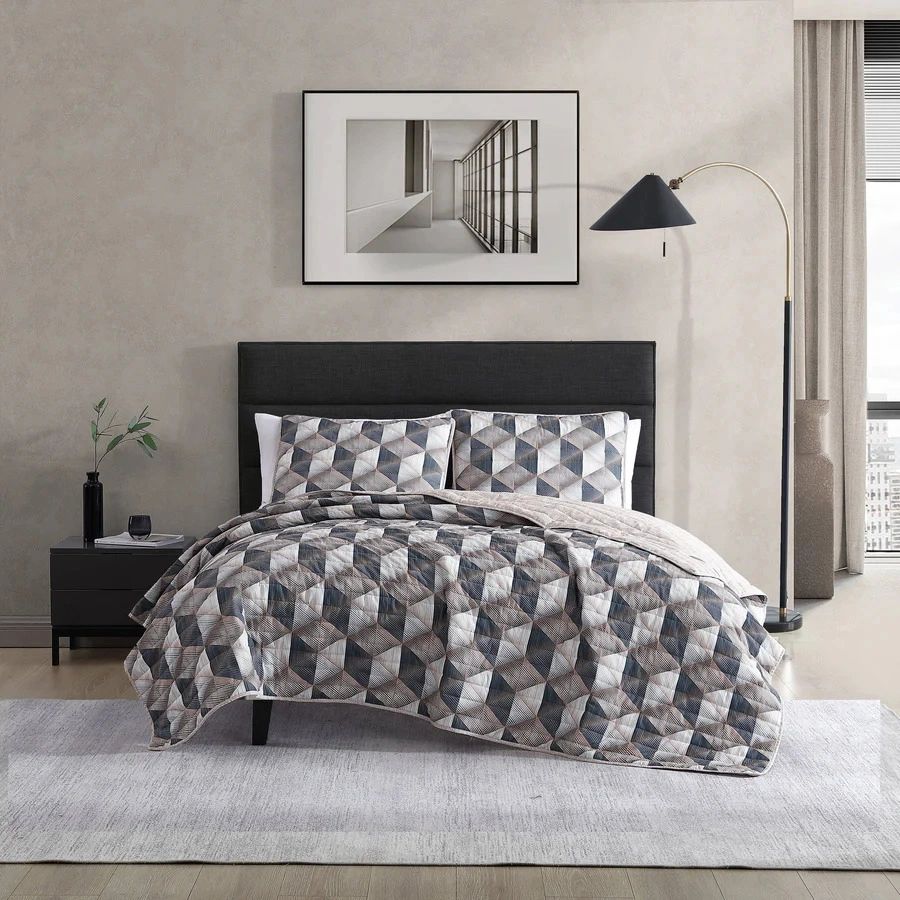 Kenneth Cole New York 3 Piece Brown Gridwork Comforter Set