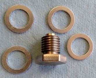 low profile magnetic drain plug, includes 4 crush washers