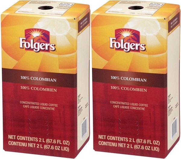 Folgers 2 Liter 100% Colombian Liquid Coffee Concentrate (Two Boxes)