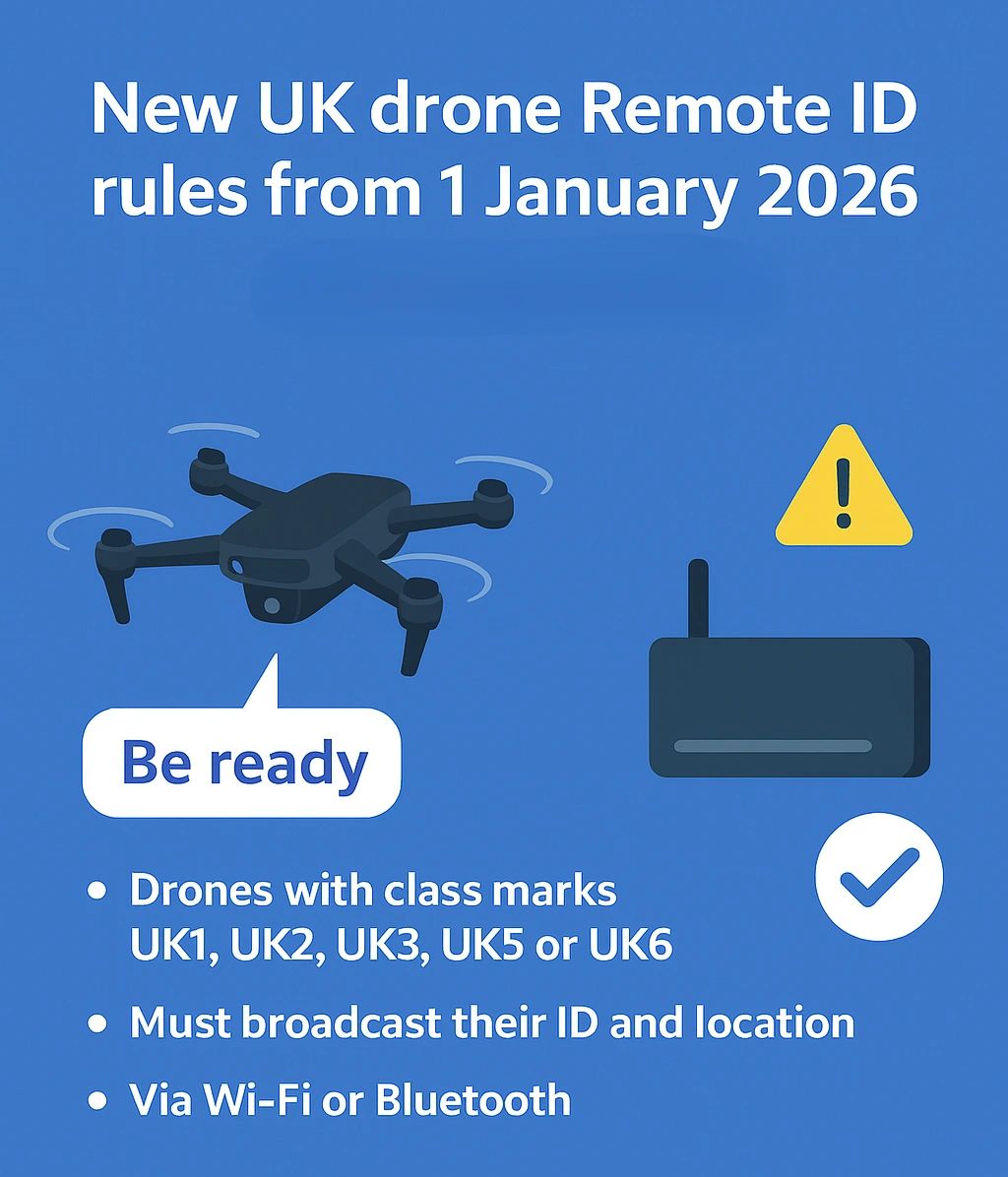 UK Remote ID Rules Start 1 Jan 2026: Drone Pilot Compliance Guide