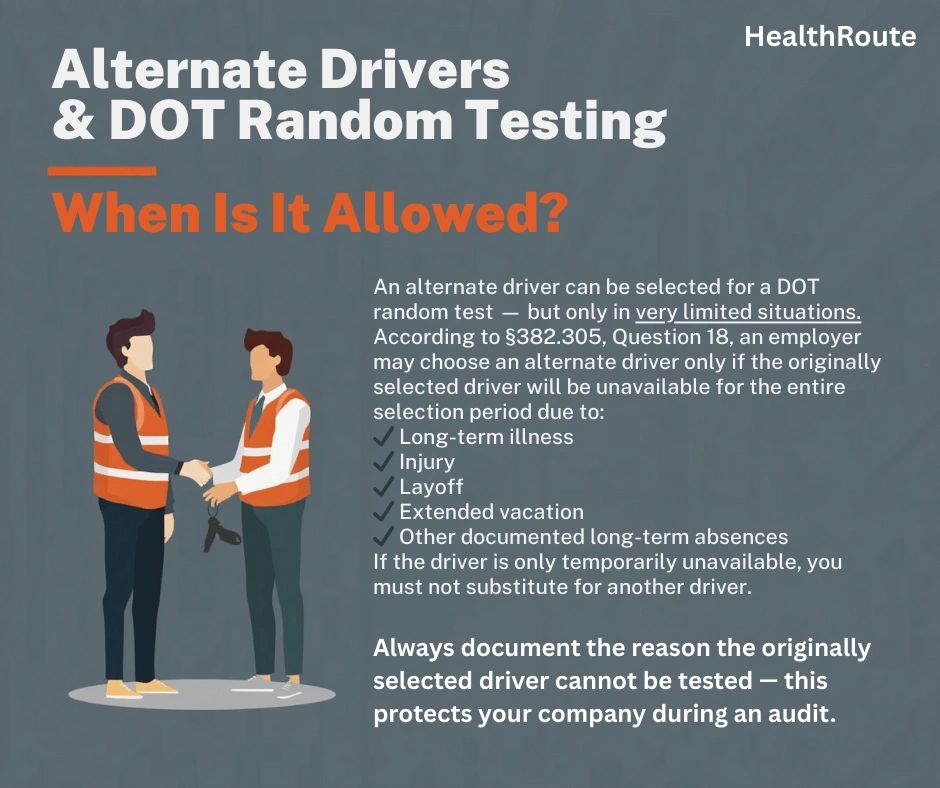 Alternate Drivers & DOT Random Testing — When Is It Allowed?