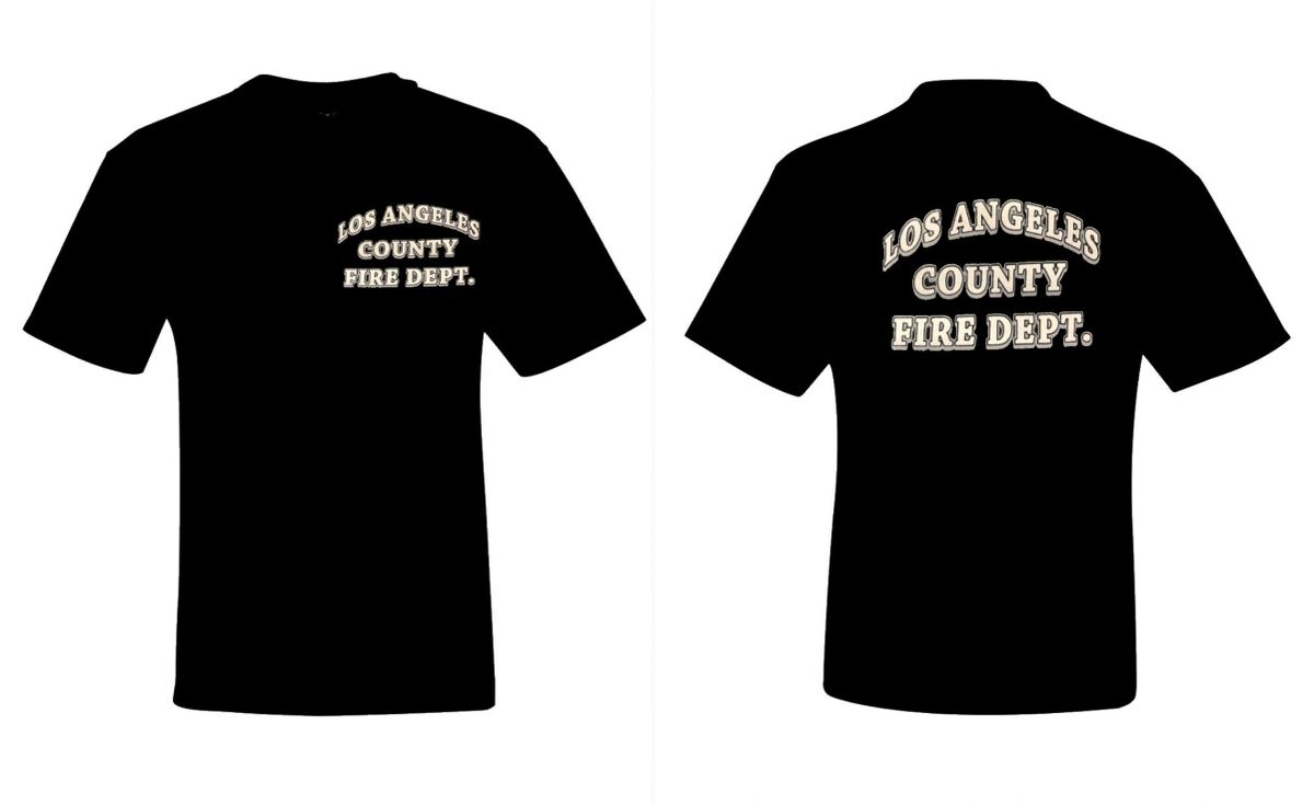 LACoFD ARCHED TWO COLOR COUNTY LOGO BLACK T-SHIRT