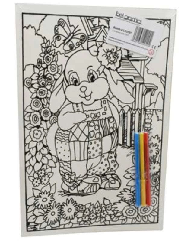 Bunny Velvet Colouring Board With 3 Felt Pens