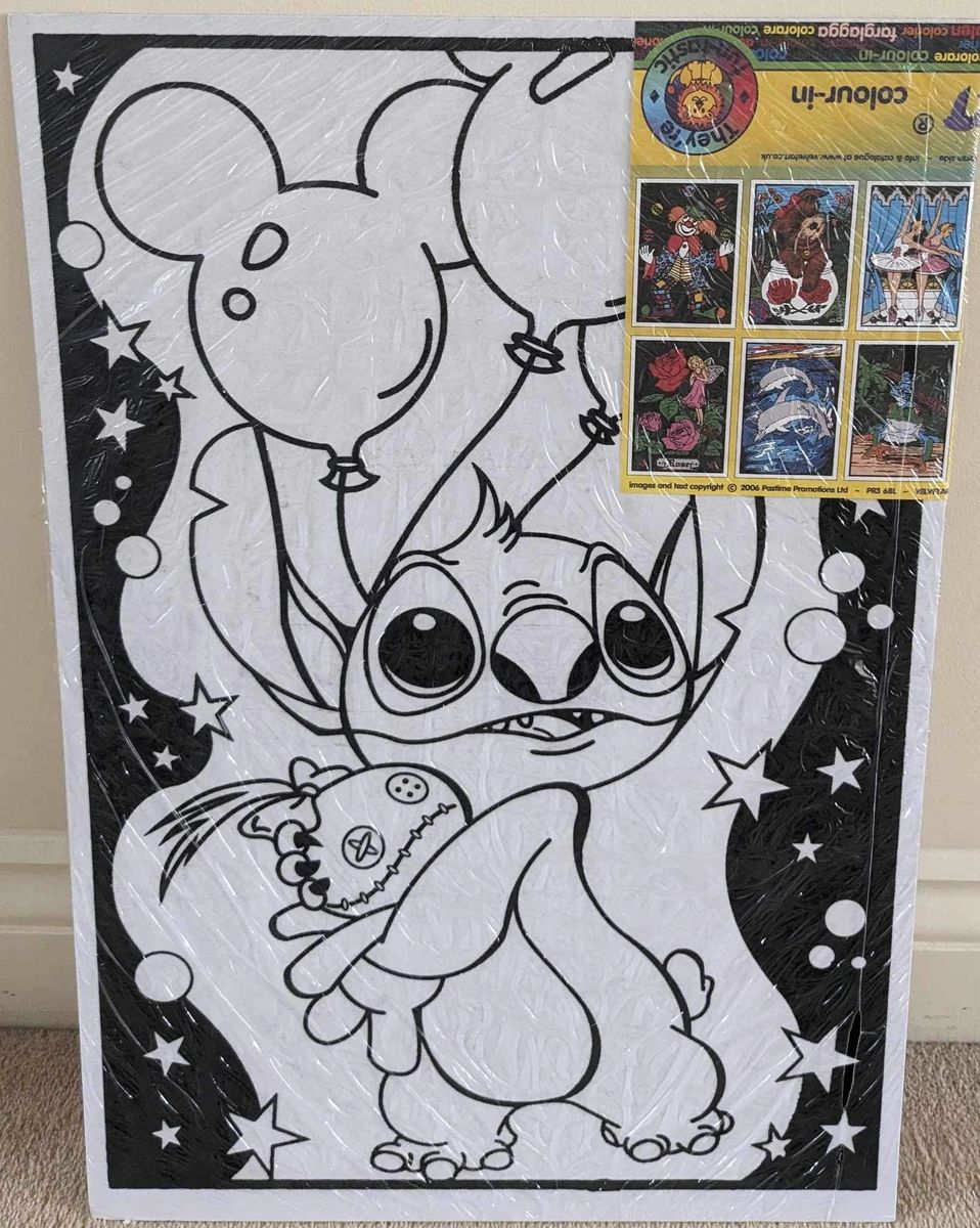Large Velvet Colouring Board Stitch With Balloons