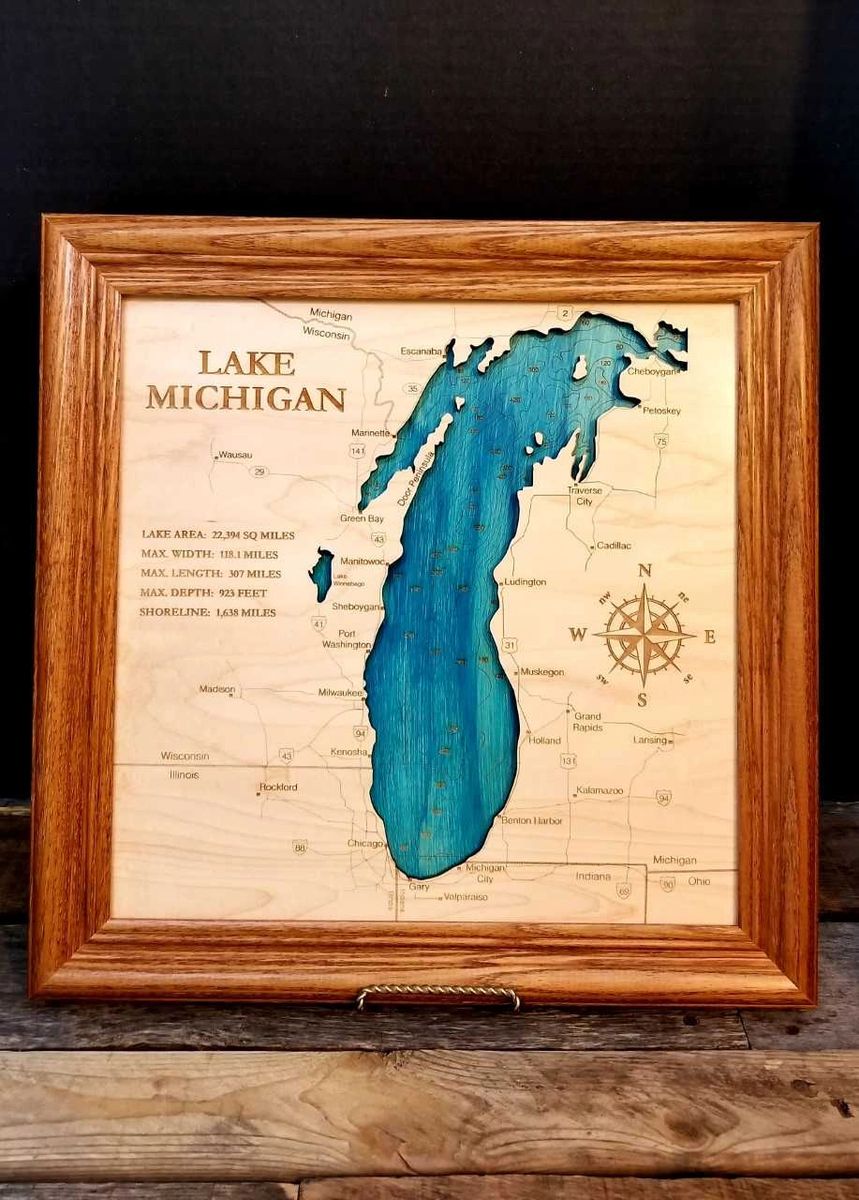 Bathymetric Lake Michigan Map