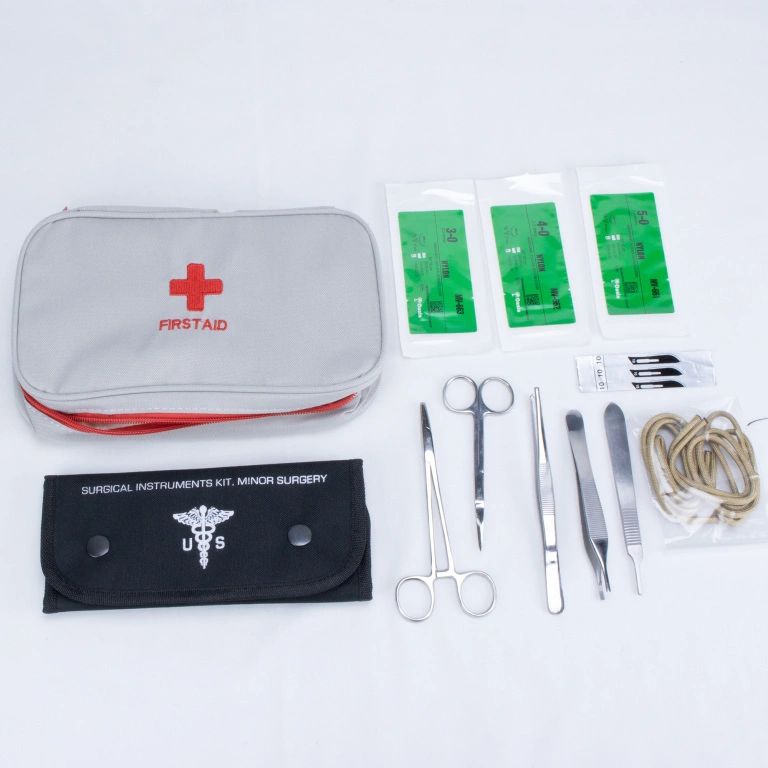 Military First Aid Surgical Kit With Sutures - 13 Pieces