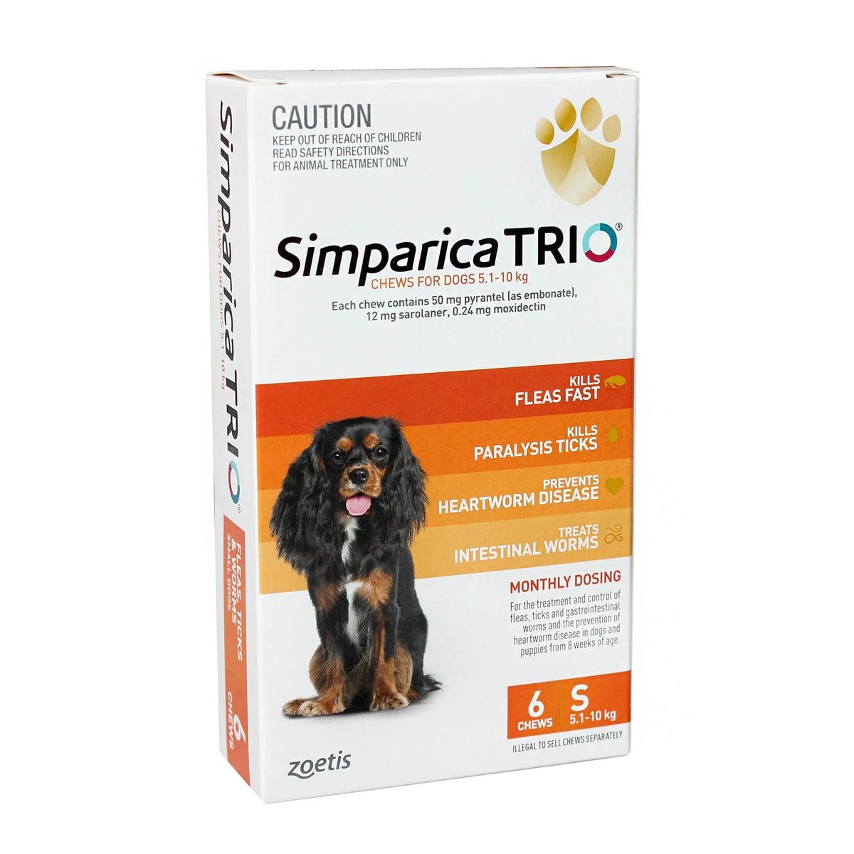 Simparica Trio Chewable Tablet (6 chews) Small Dogs 11.1-22.0 lbs/ 5.1-10kg