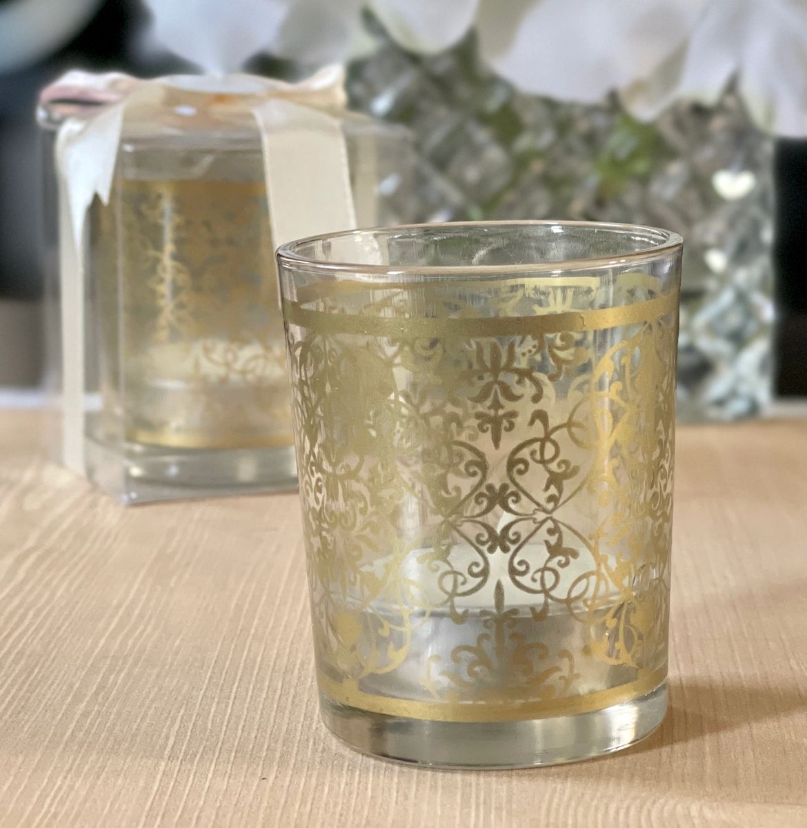 Golden Renaissance Glass Tea Light Holder