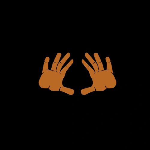 24"x 24" Long Snapping Target Flag - Two Hands (Punt) Black Background