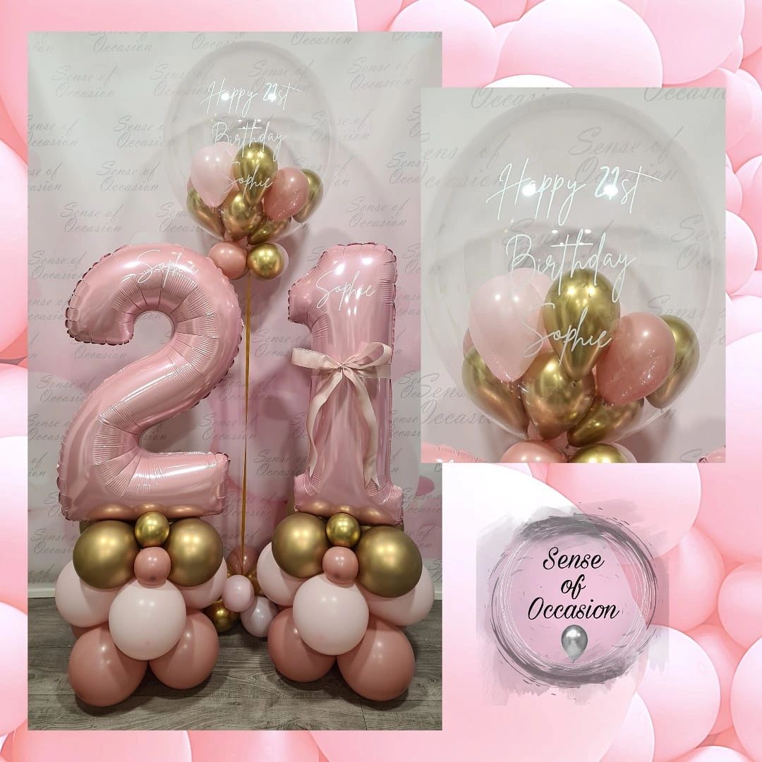 2 x Number Column & Matching Bubble Balloon Package