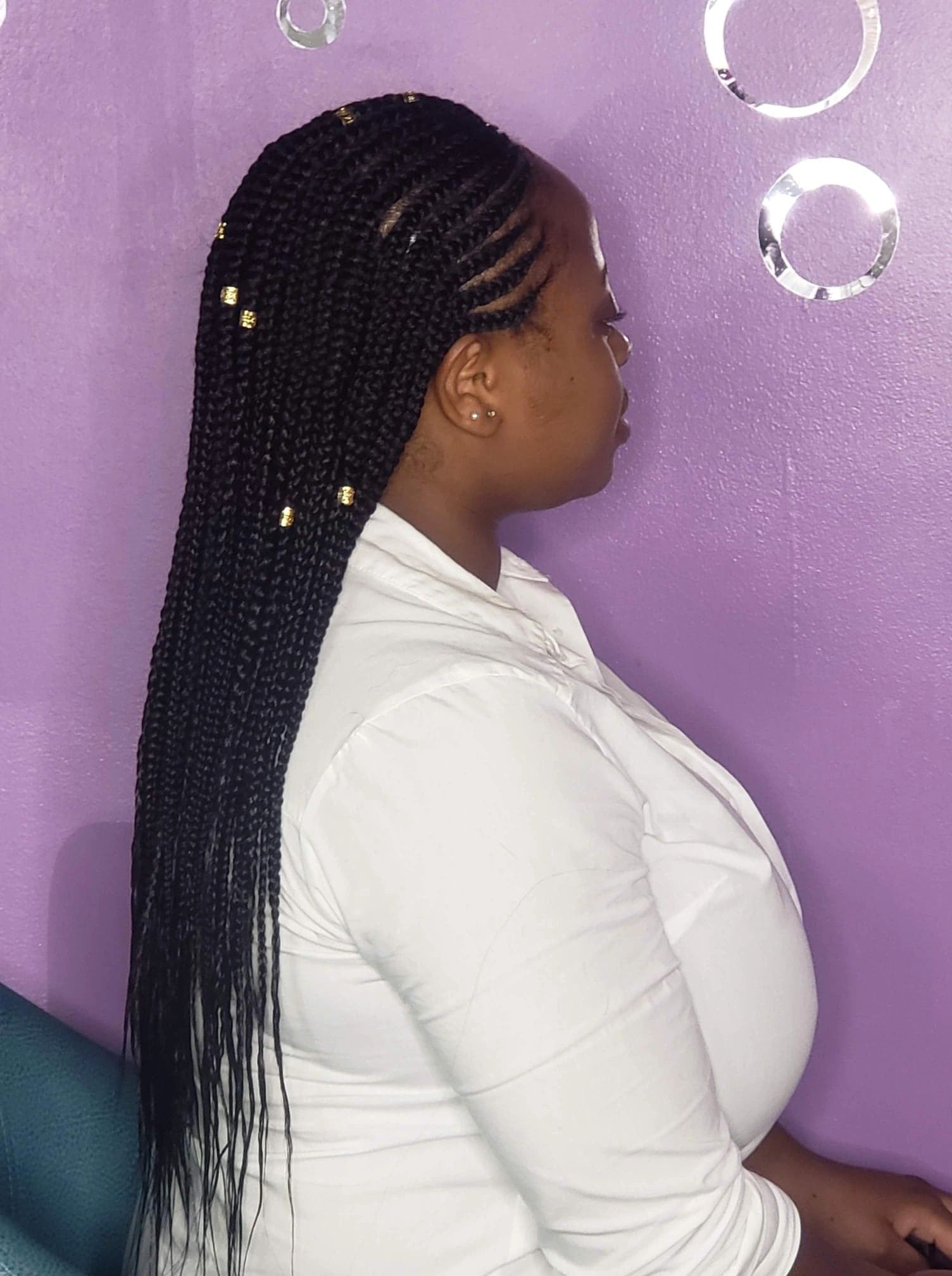 Feed In Cornrows - mid back Length