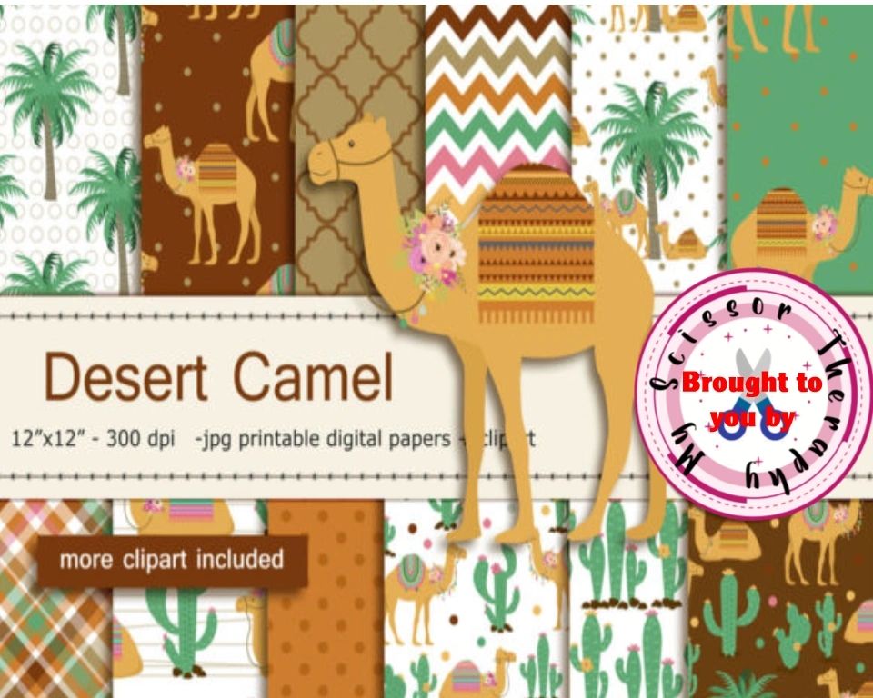 Desert Camel Background Papers PNG Digital Download 1795