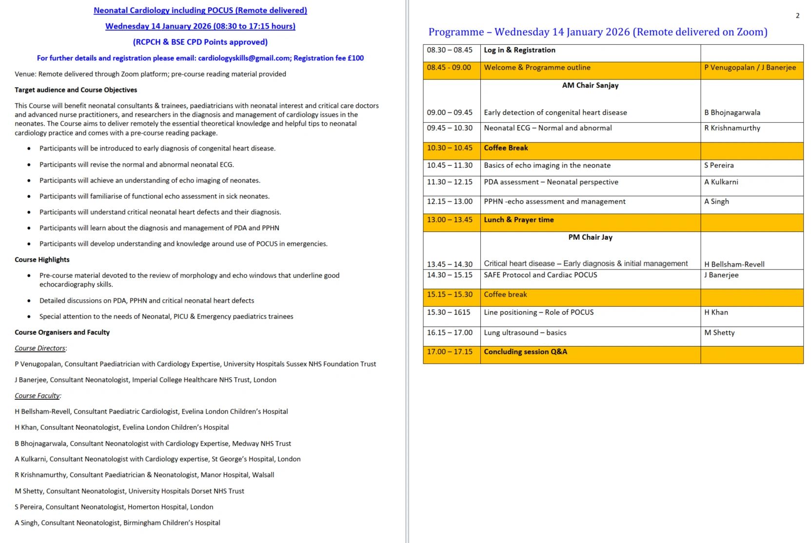 Neonatal Cardiology (remote teaching) including POCUS