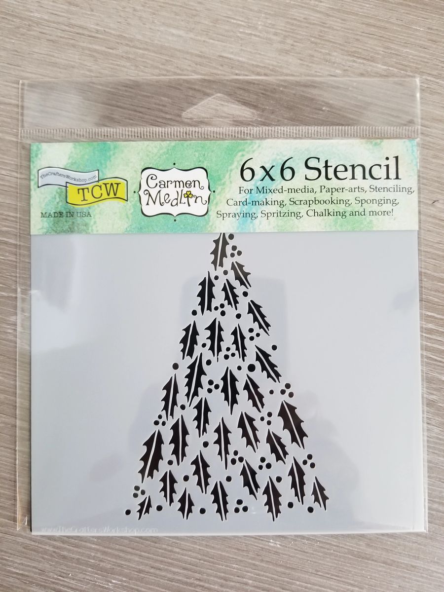 ST951s 6" x 6" Happy Holly Tree Stencil