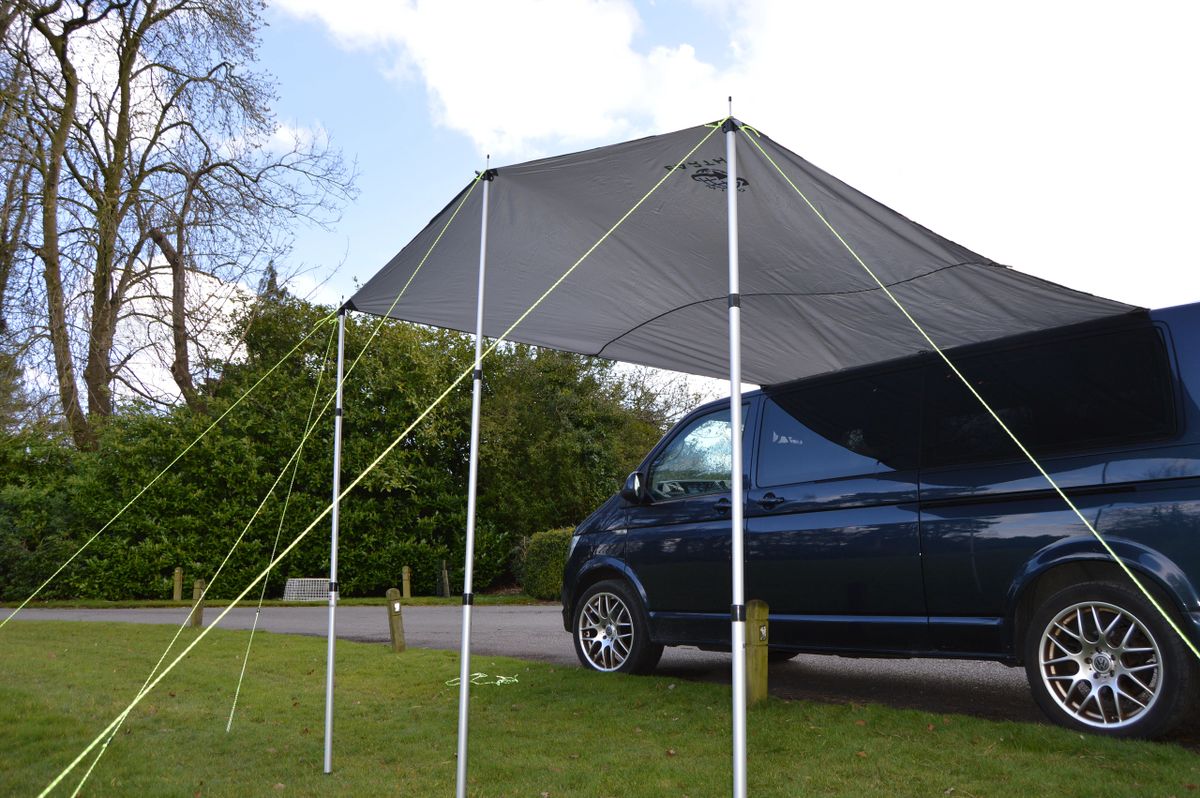 DELUX - Wild Earth Sun Canopy for VW Camper Van 2.4 X 3 Metres MEDIUM Grey