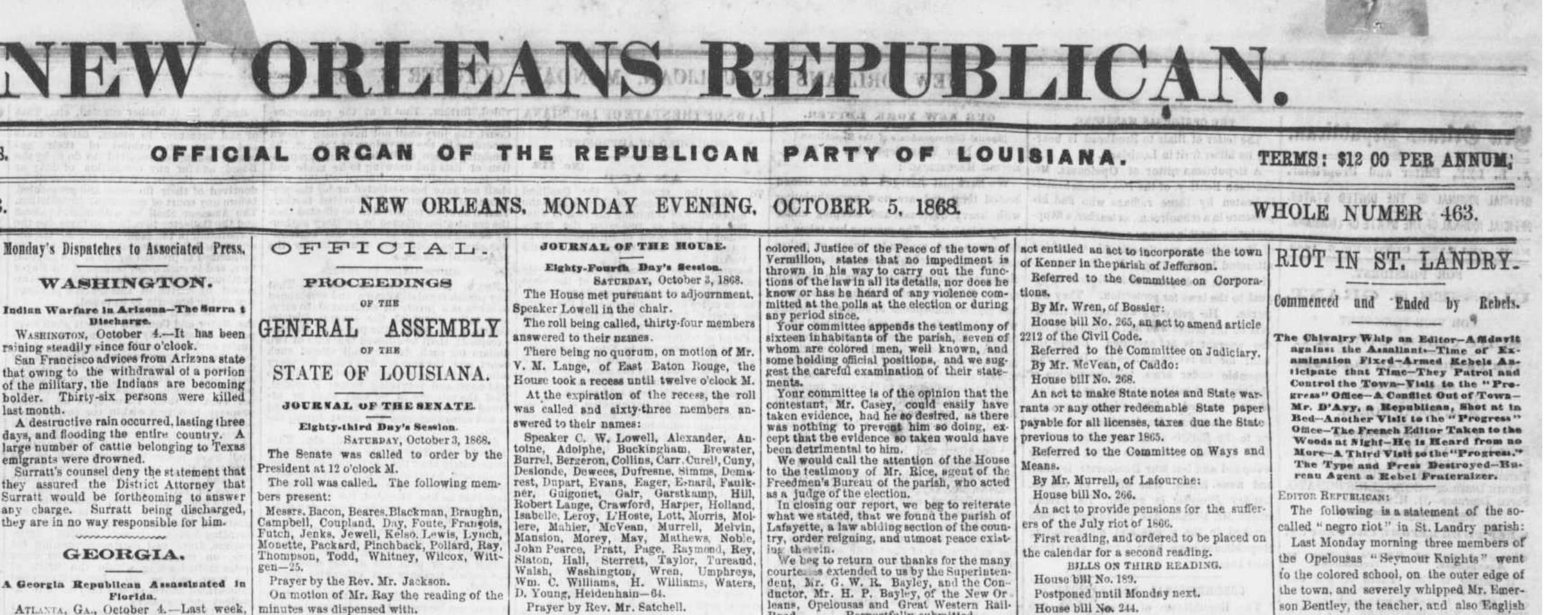New Orleans 1866 Riot and Opelousas Massacre of 1868