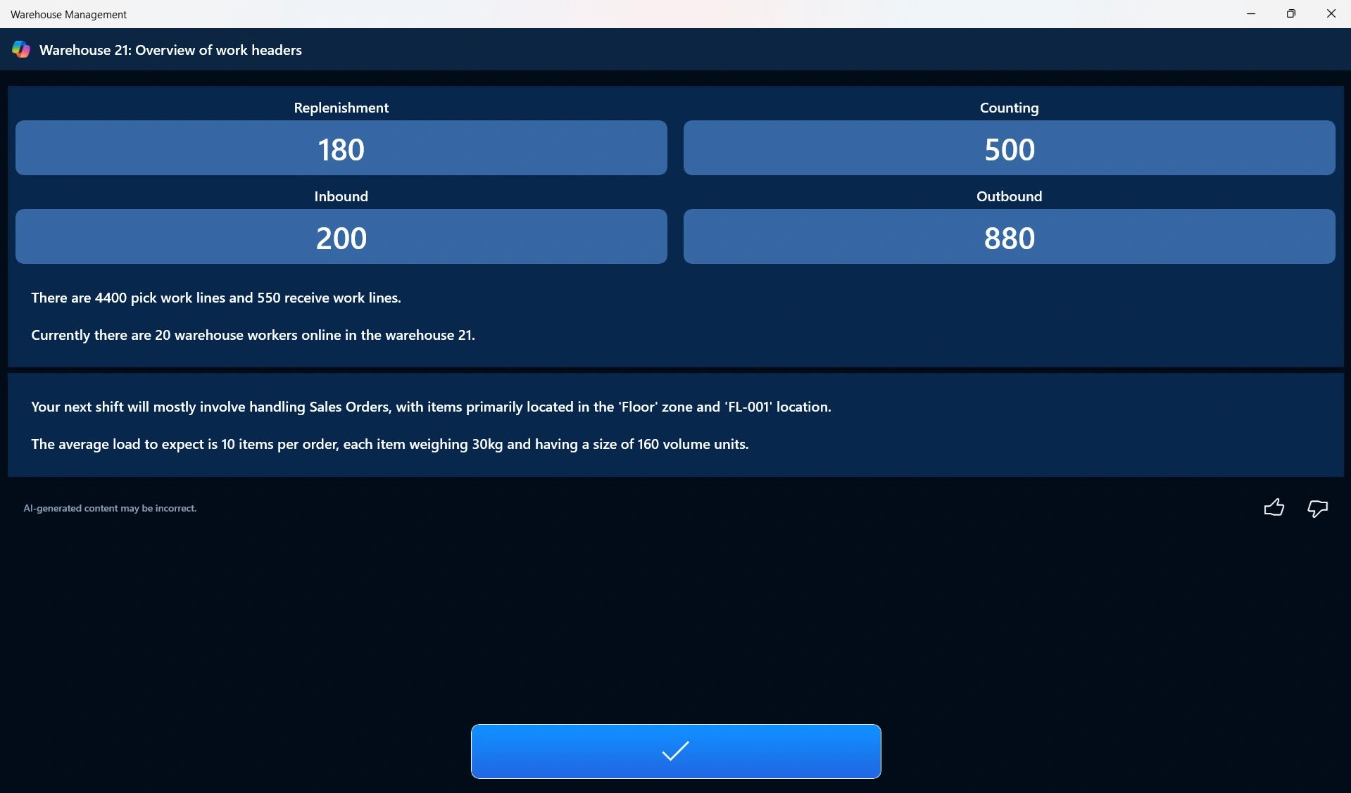 Copilot in the Warehouse Mobile App
