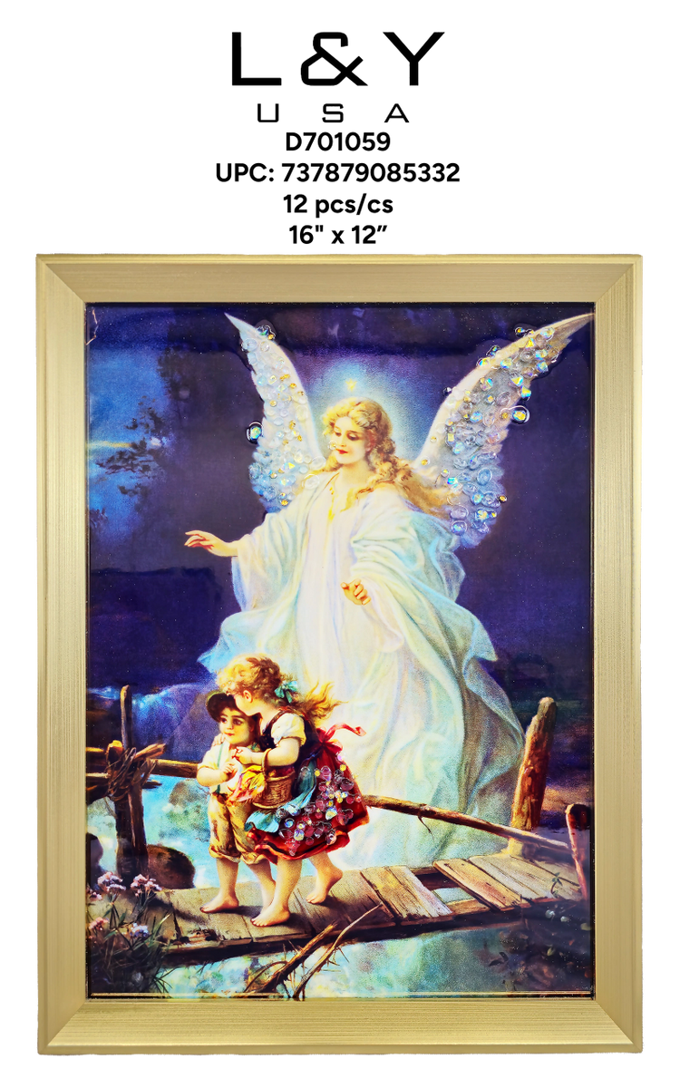 D701059 - Guardian Angel Rhinestone Photo Wall Decor 16" with Gold ...
