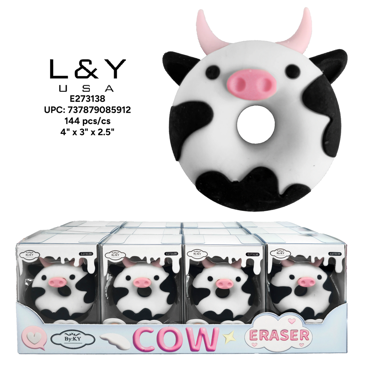 E273138 - Cow Donut Erasers (12 pkts)