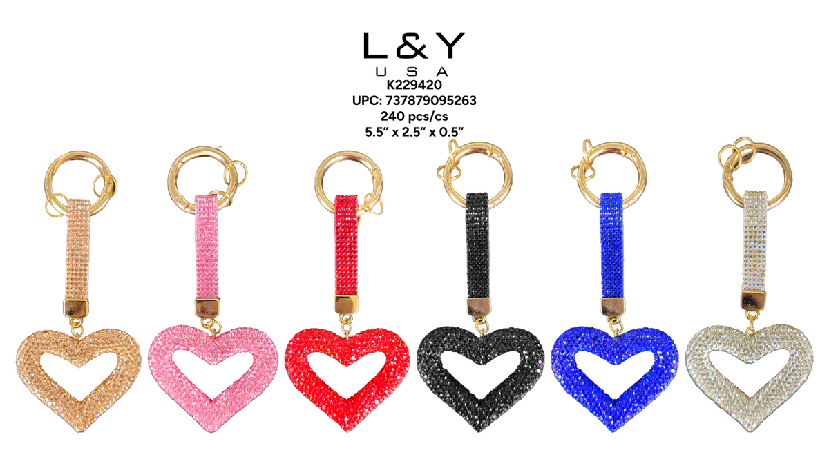 K229420 - Heart Bling Keychains (12 pcs)
