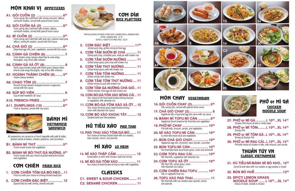 MENU | Pho PasteurVN