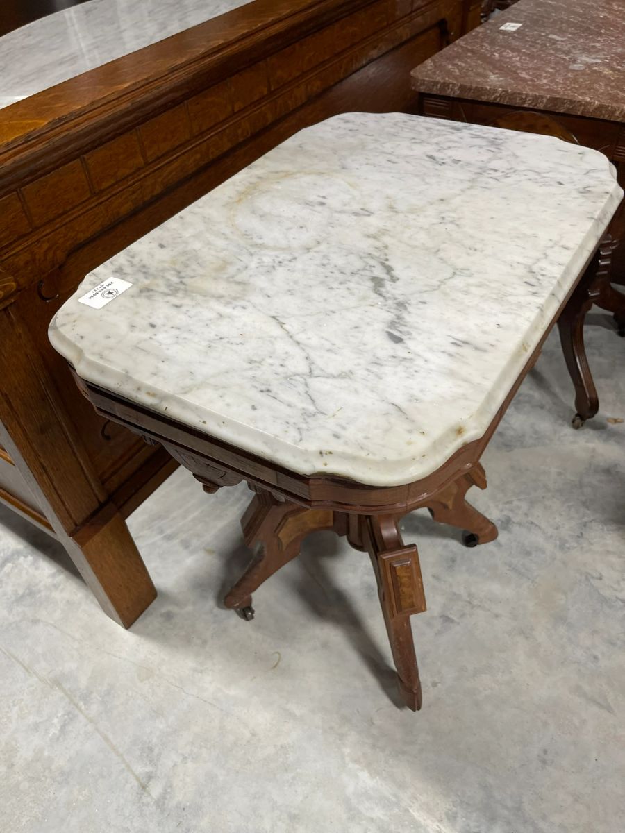 Eastlake Marble Top Lamp Table