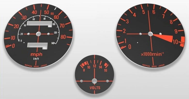 Honda CBX Face Plates - 80mph Speedometer, Tach, Voltmeter