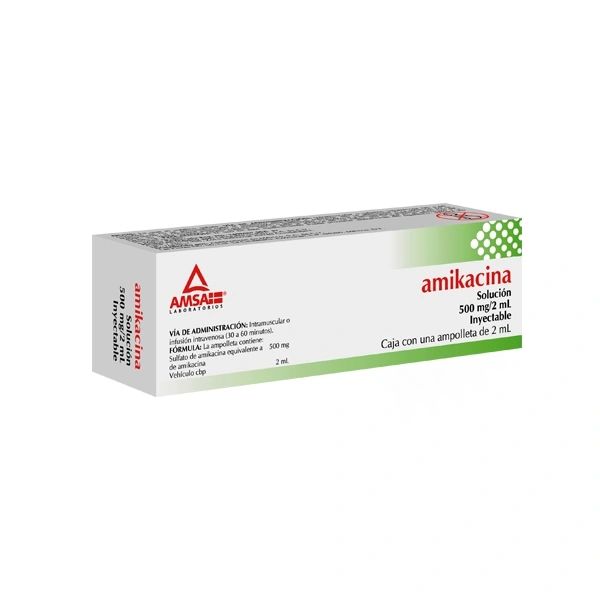 AMIKACINA INY. 500 MG. CAJA C/1 AMP. C/2 ML.