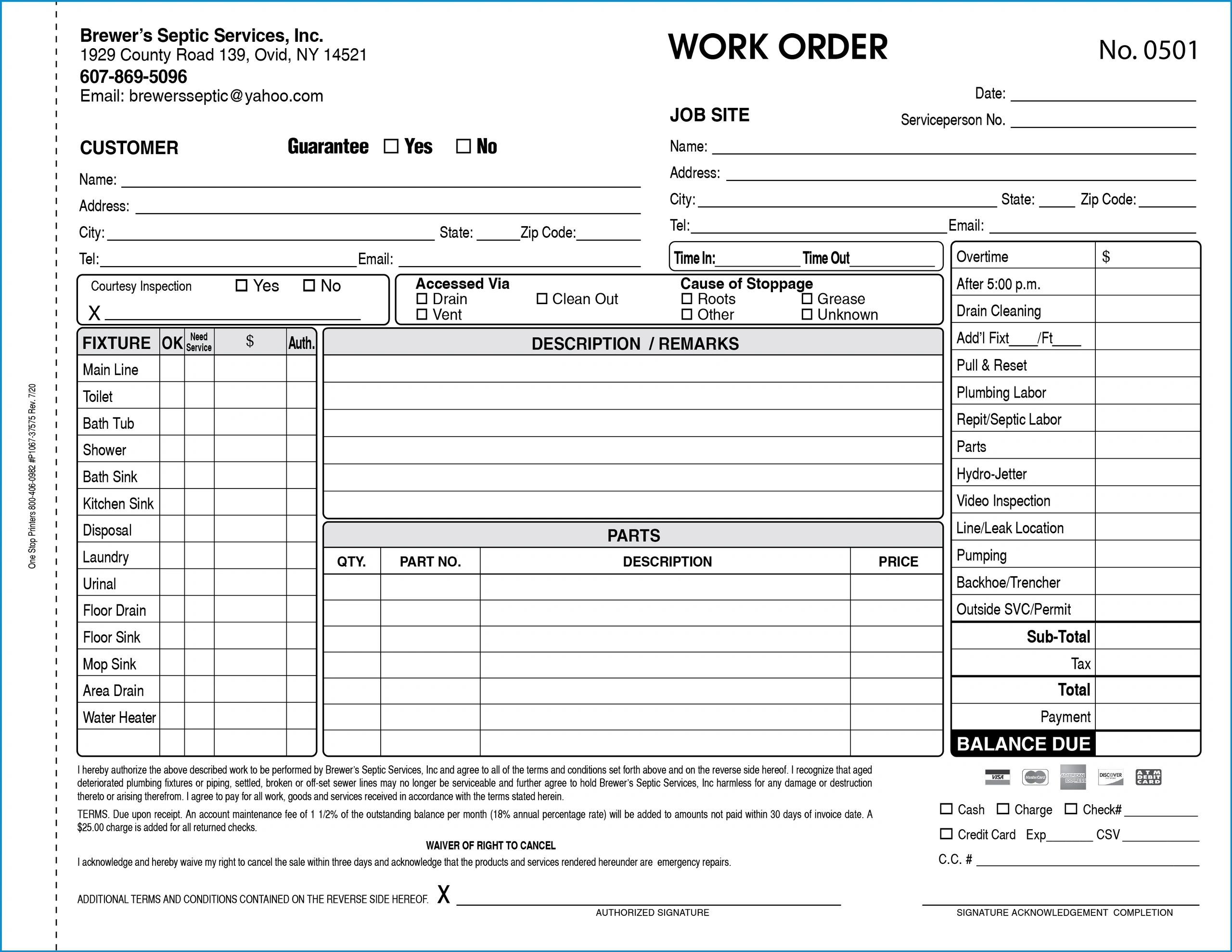 Duplicate Drain Cleaning and Septic System Work Order
