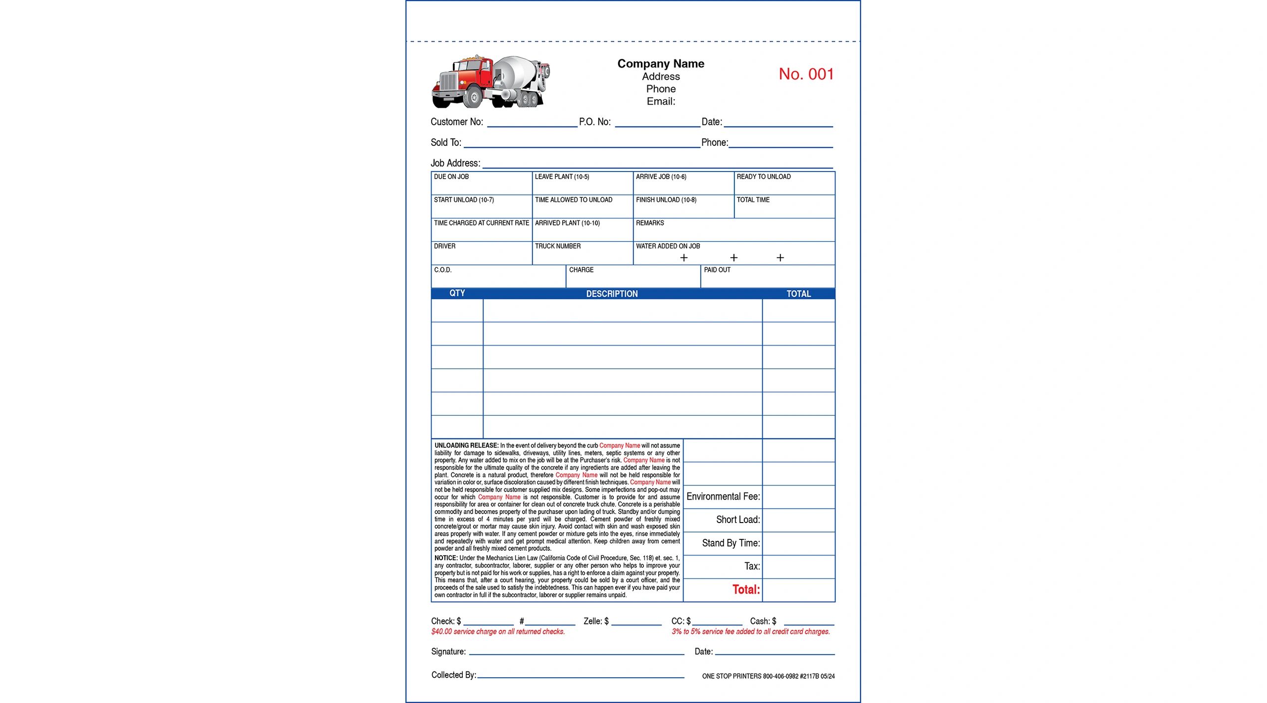 Concrete Invoice for Delivery