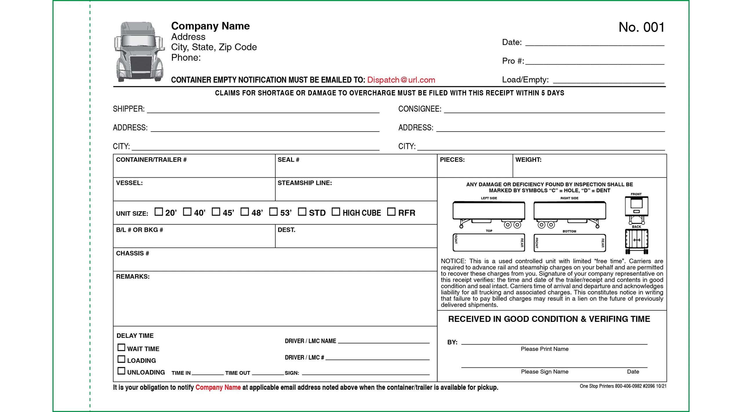 Container Dropped Equipment Proof of Delivery