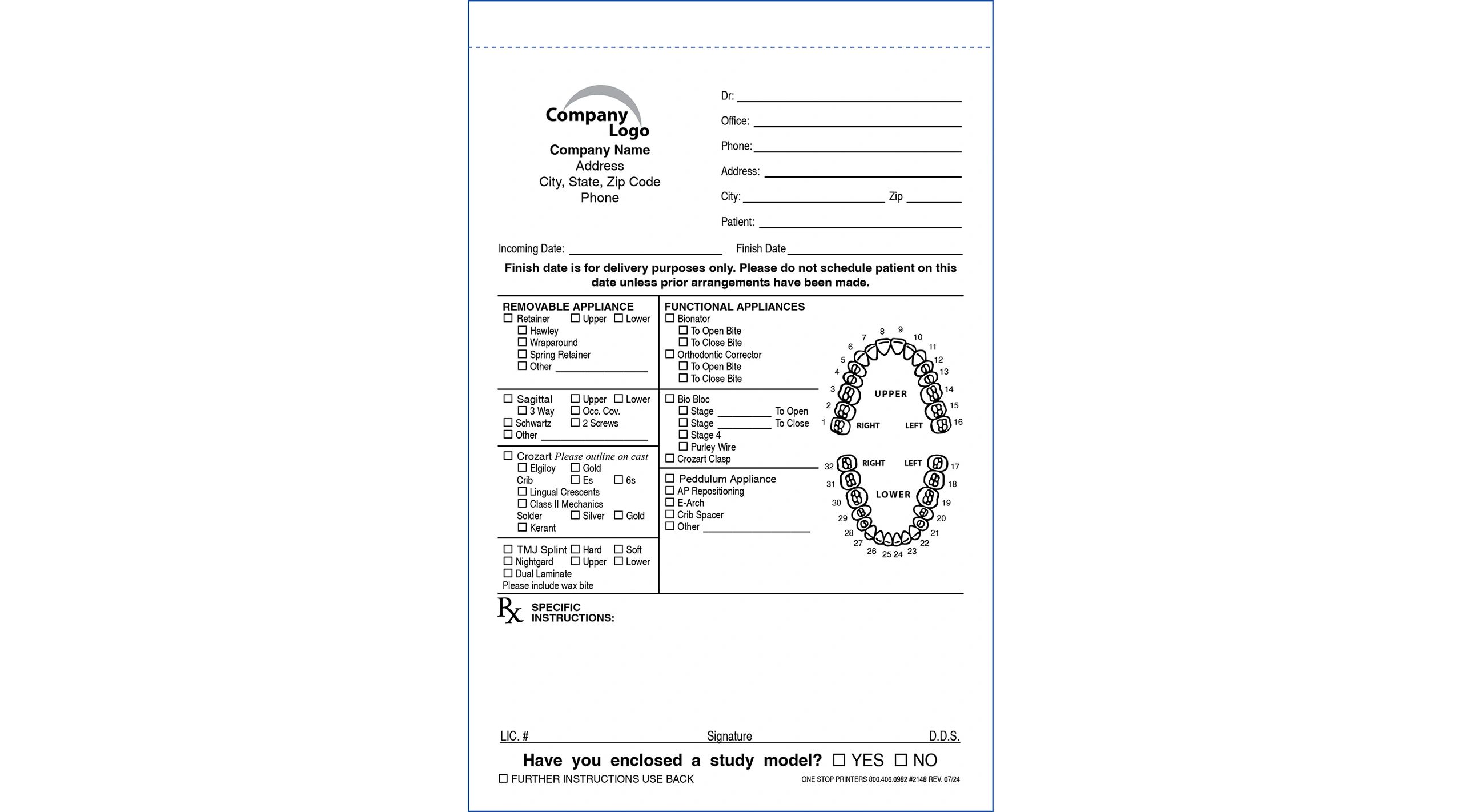 Dental Lab Order Form