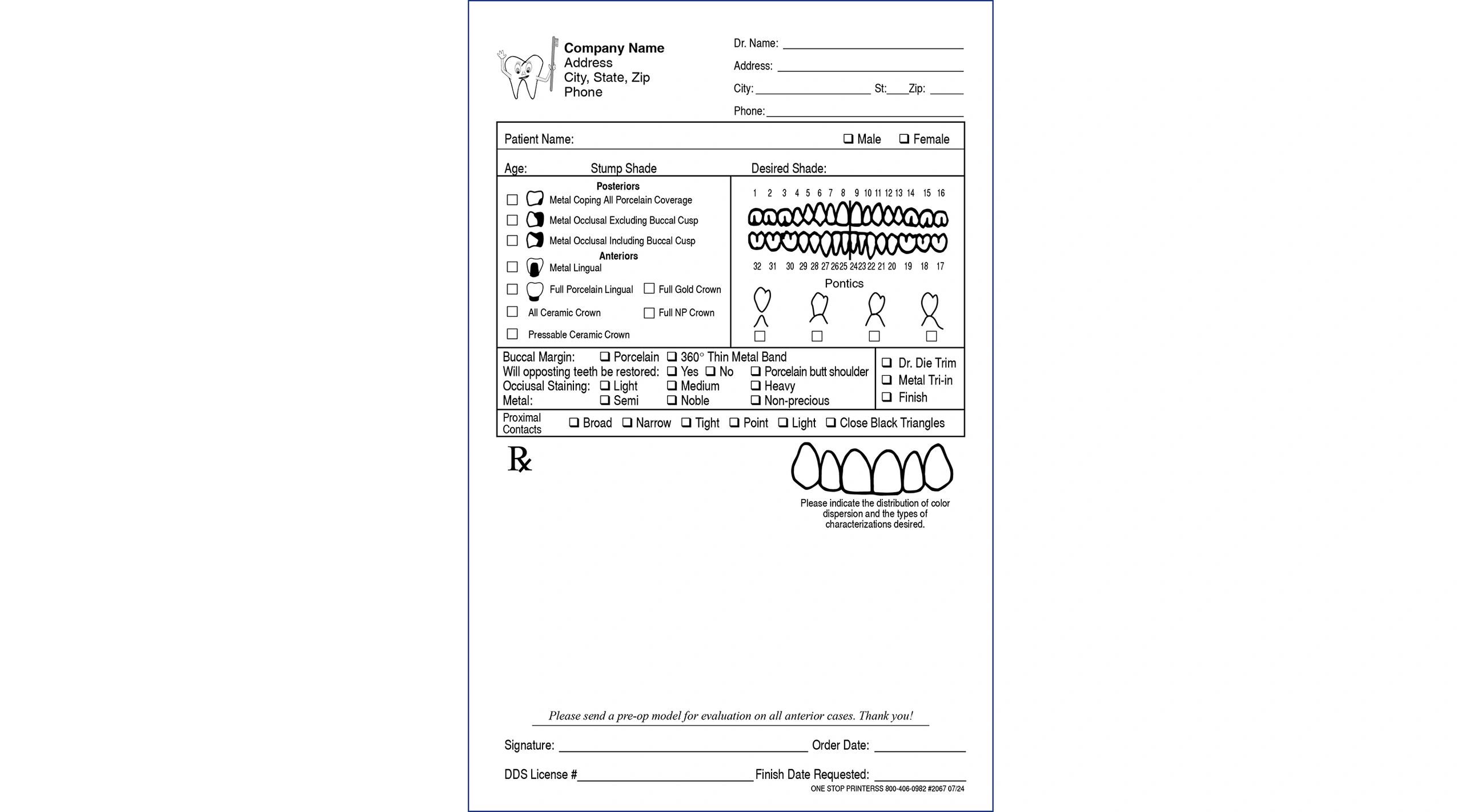 Dental Lab Slip/Script