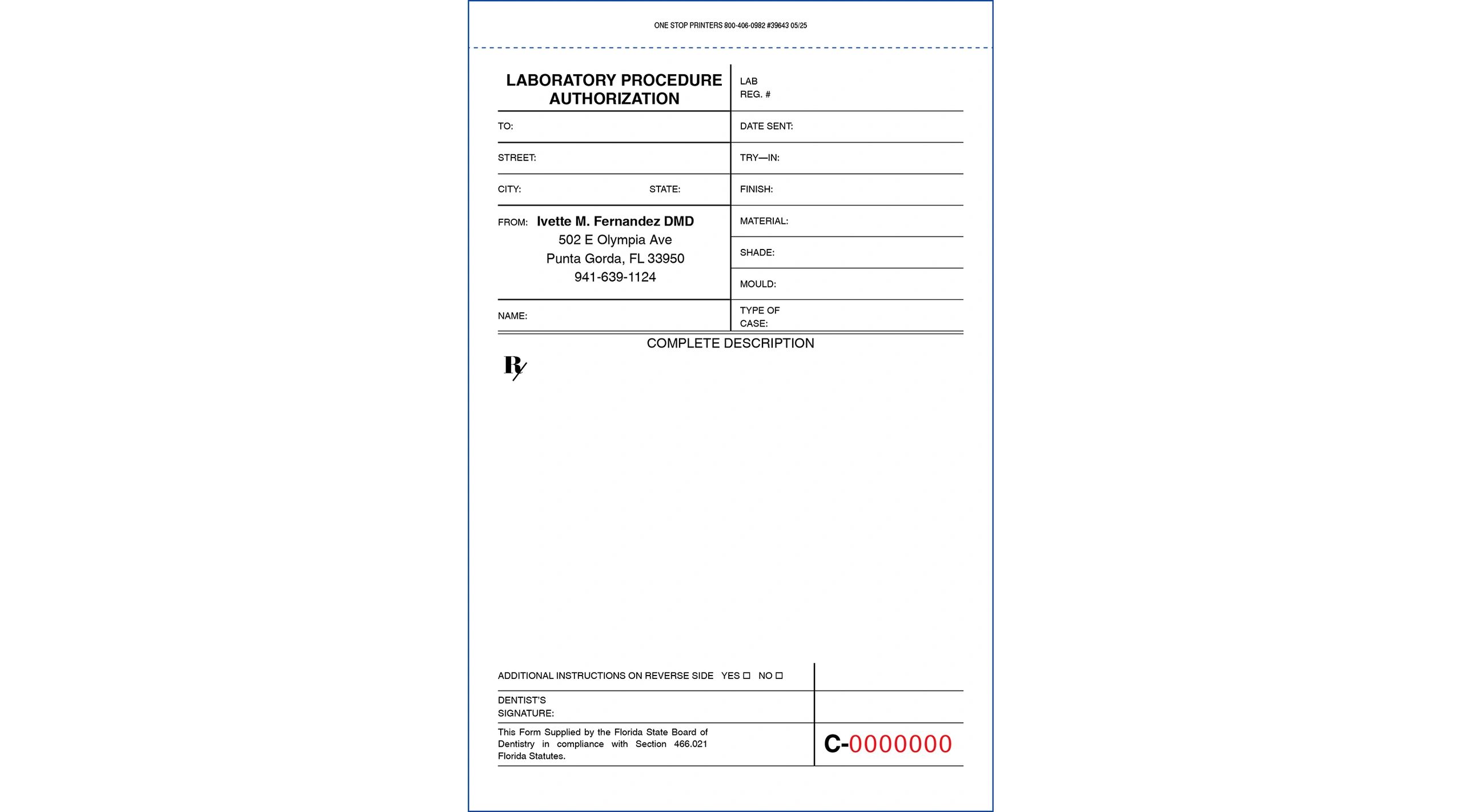 Custom Dental Lab Slip Books