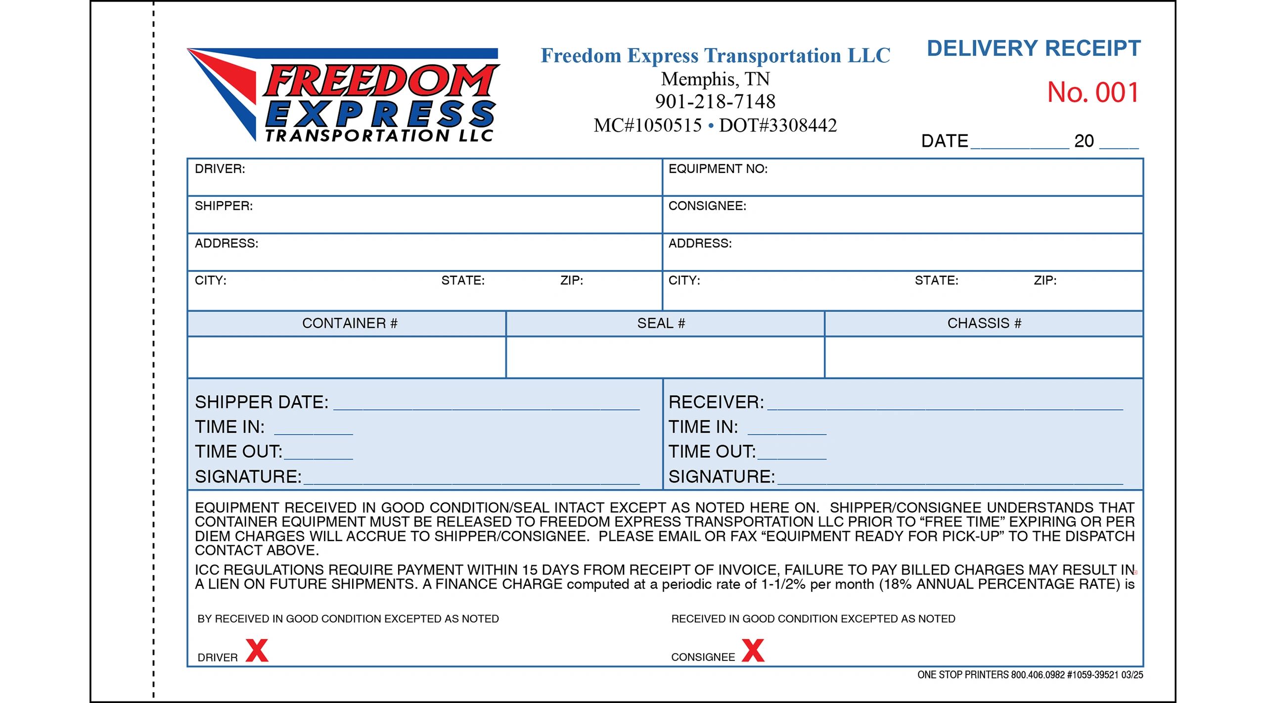 Delivery Company Receipt