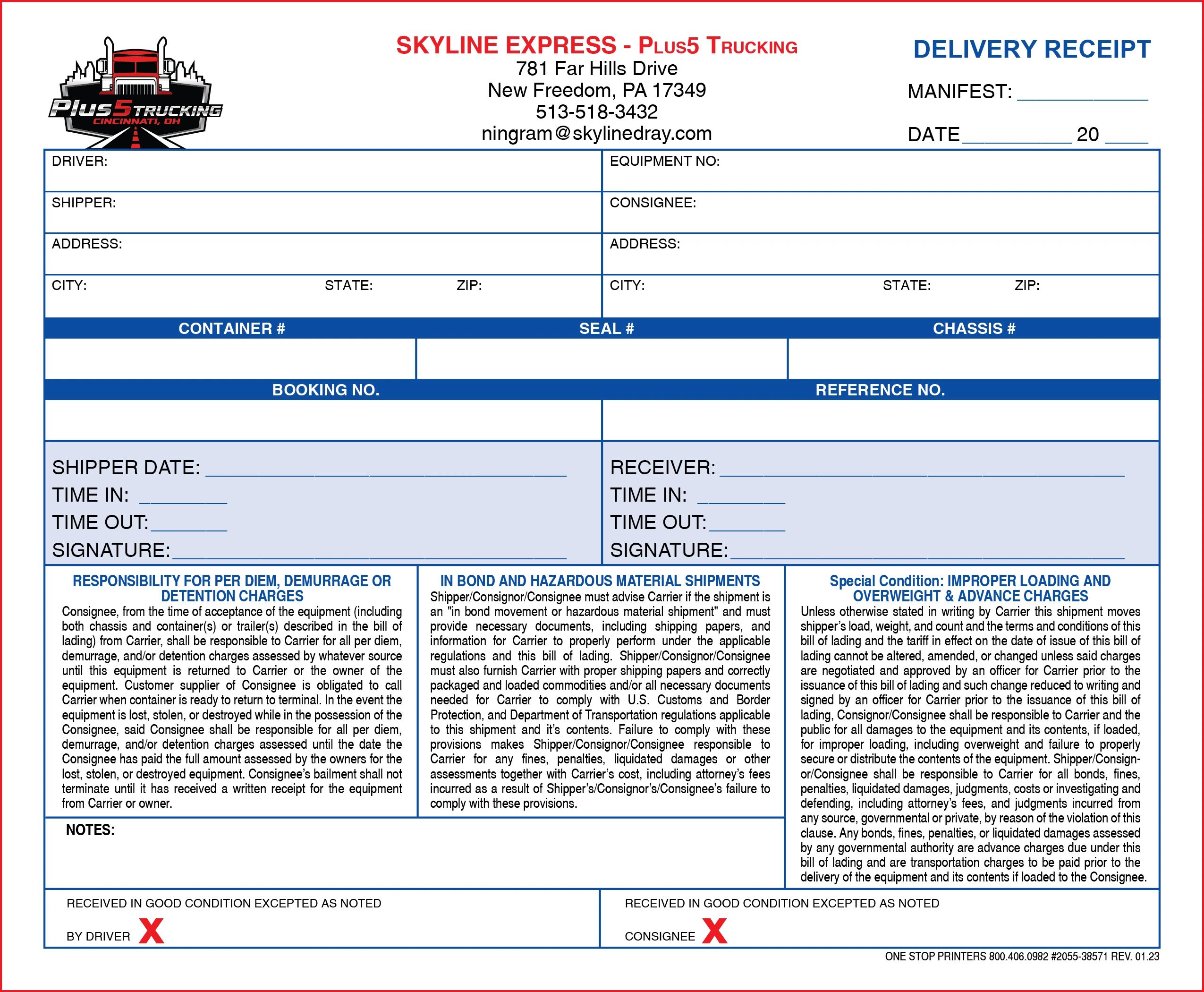 Delivery Receipt and Proof of Delivery