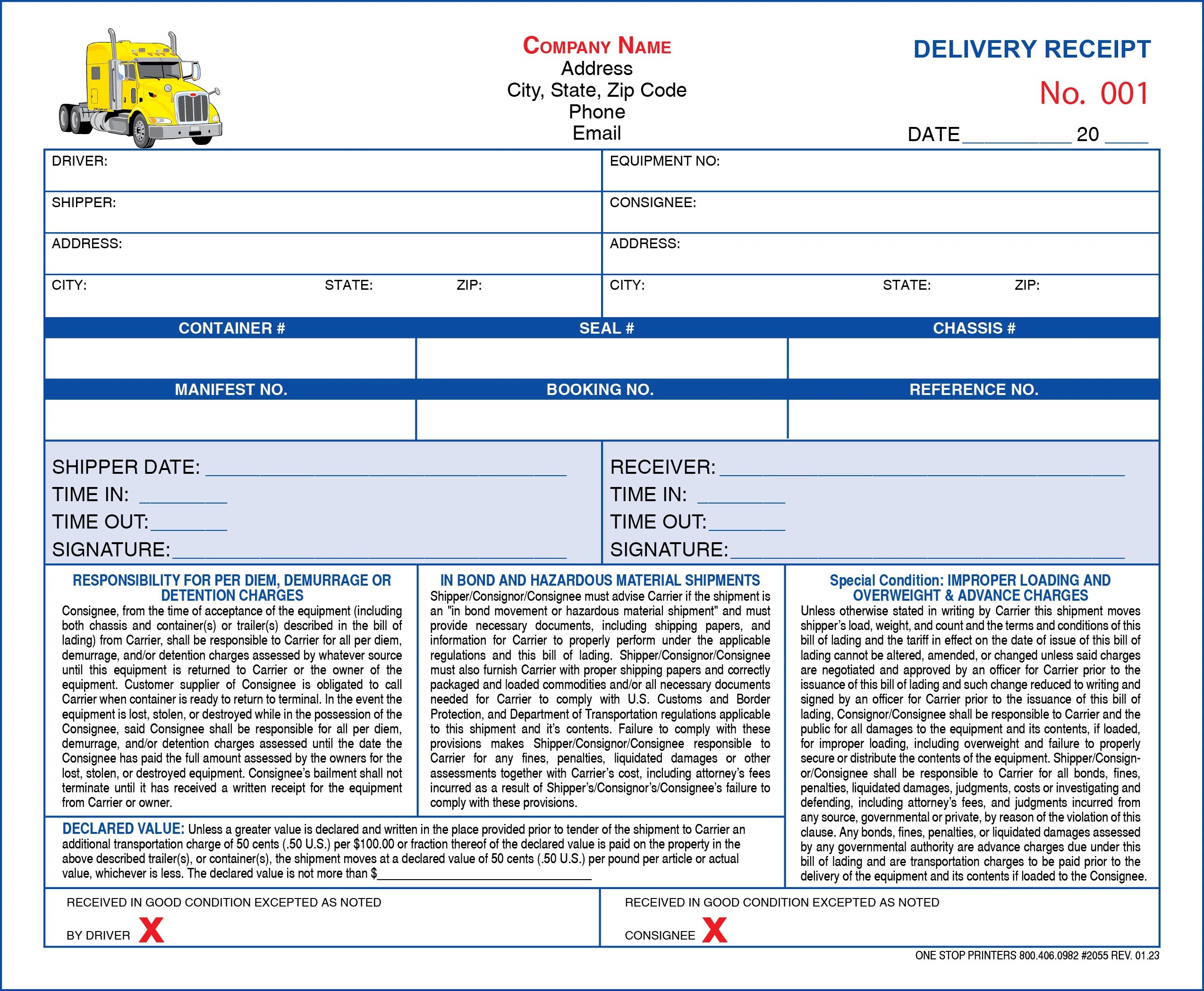 Proof of Delivery and Delivery Receipt