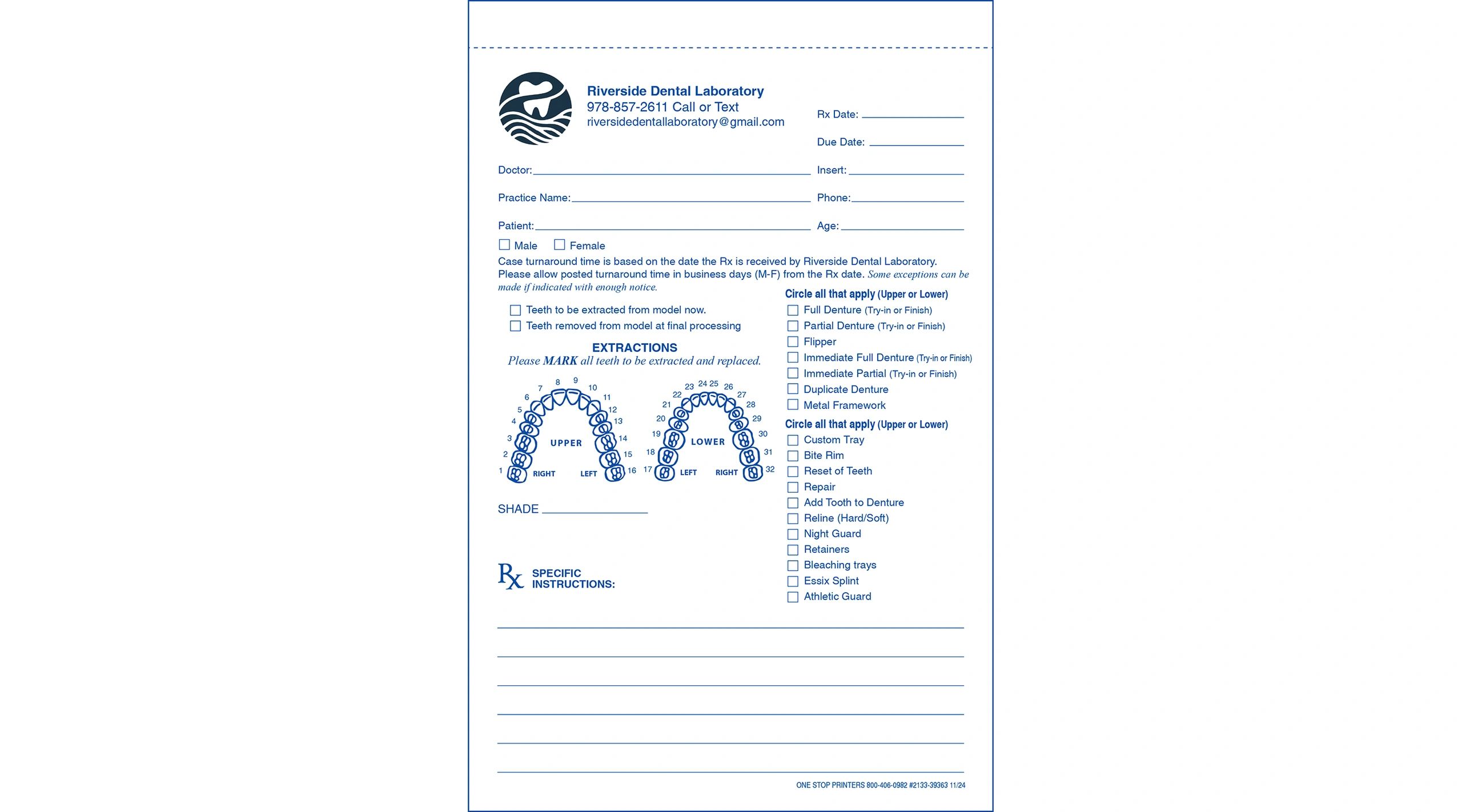 Dental Lab Slip Templates