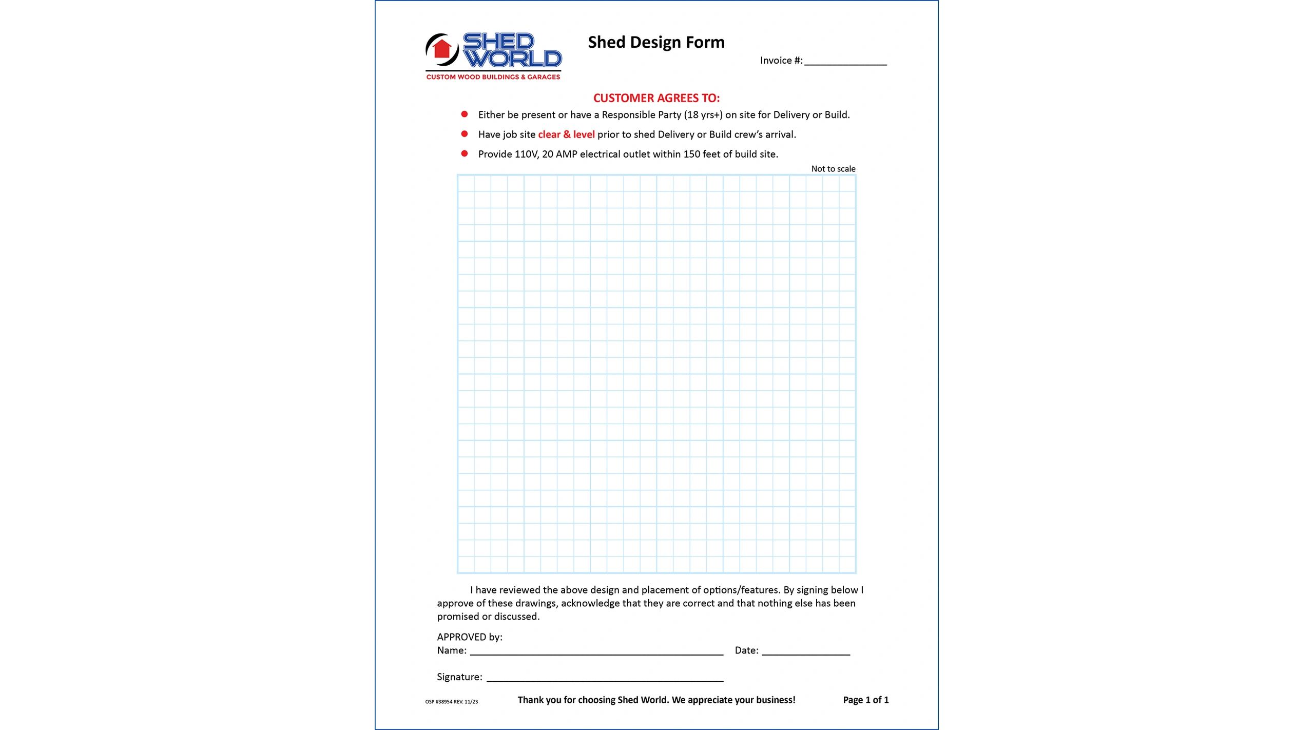 Shed World's Design Approval Form