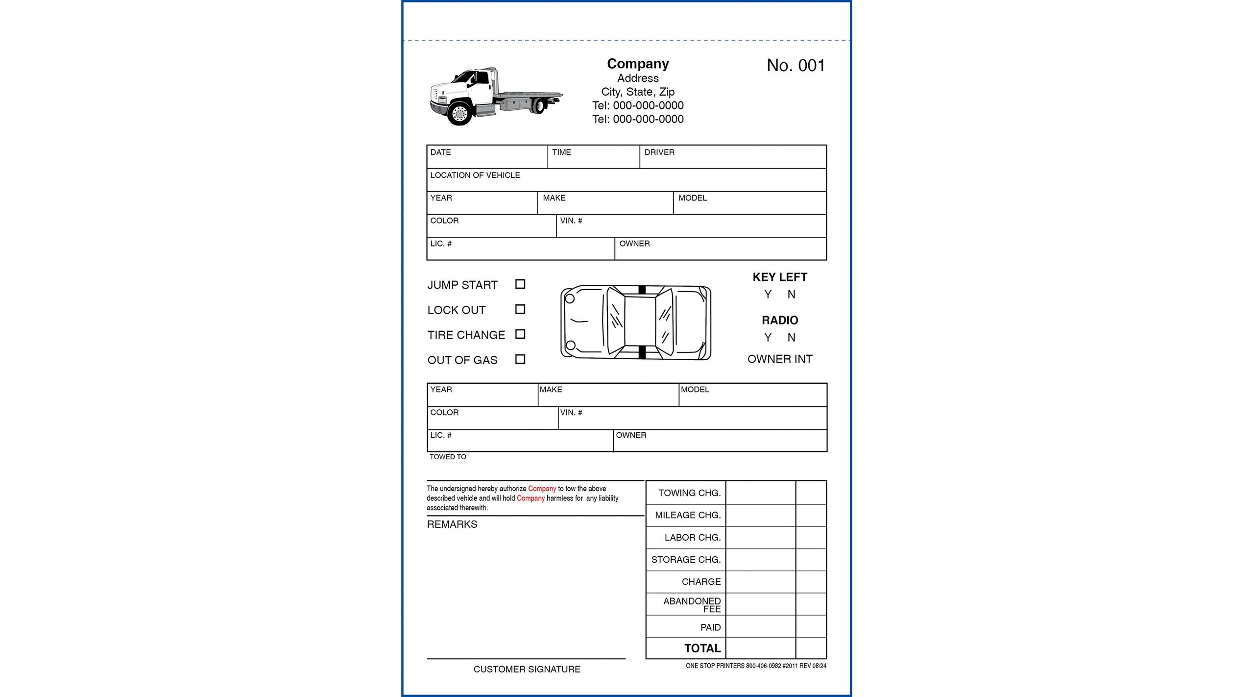 Towing Receipt/Invoice