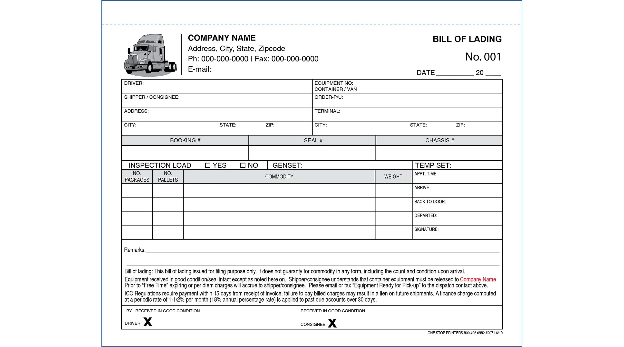Truck Driver’s Proof of Delivery