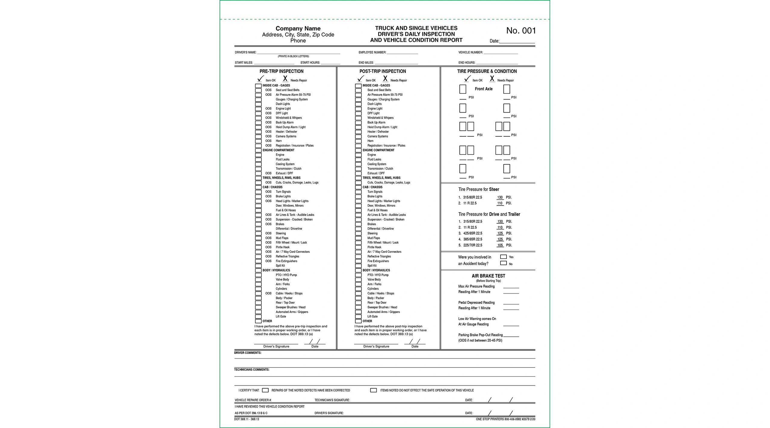 Trash Hauler’s Vehicle Inspection Report