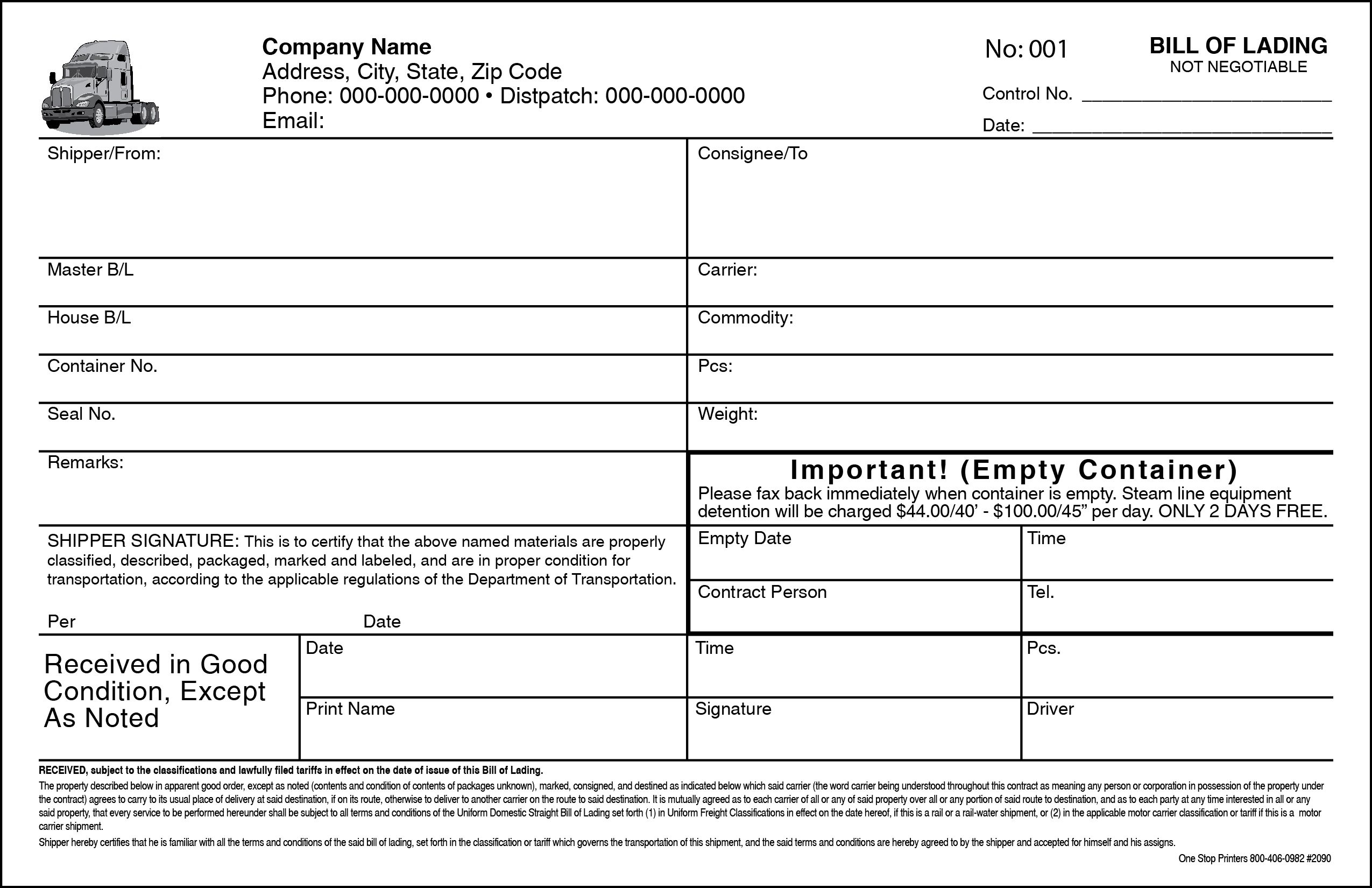 Container Proof of Delivery and Bill of Lading