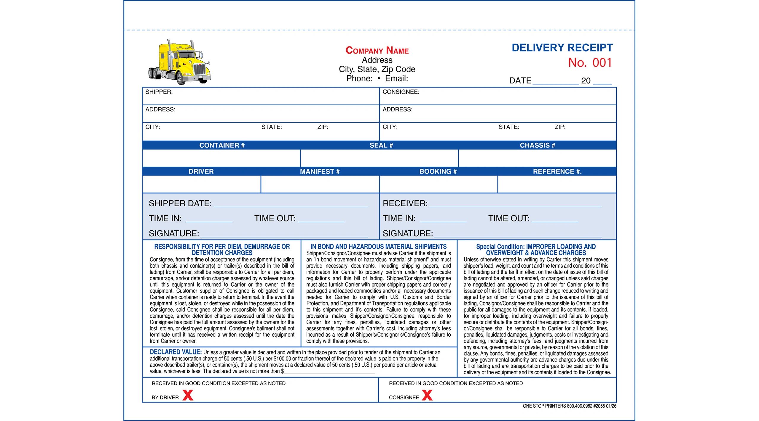Trucking Delivery Receipt