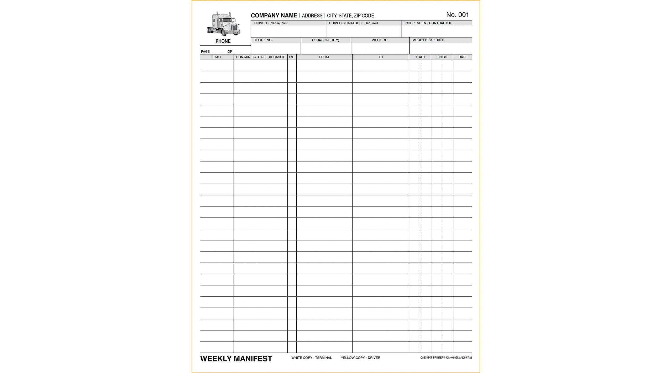 Shipping Container Manifest