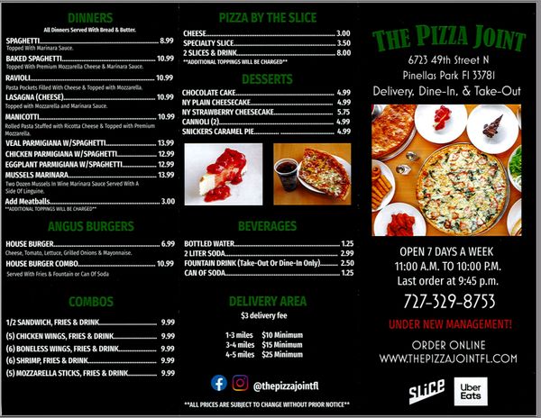 Menu | The Pizza Joint